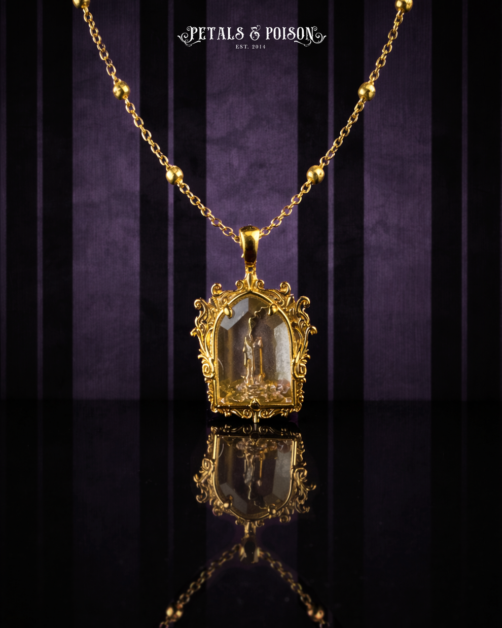 The GOLD Glass Casket "Mourning Candle" Necklace – petalsandpoison