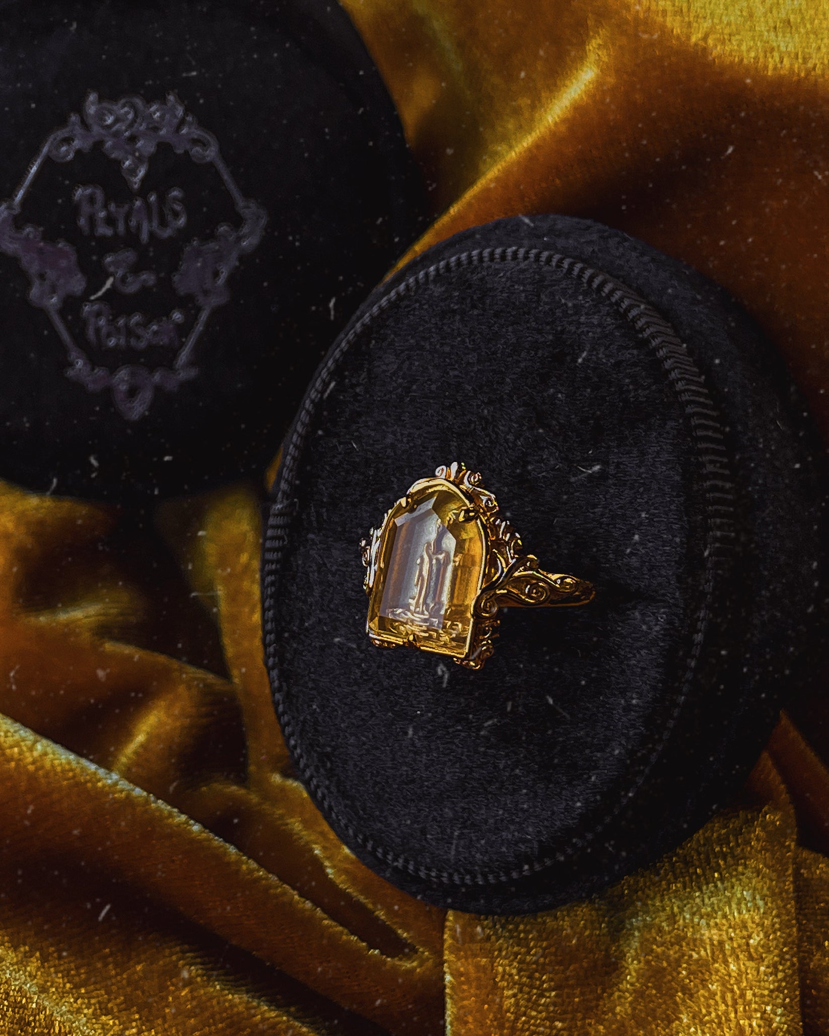 The GOLD "Mourning Candle” Glass Casket Ring – petalsandpoison